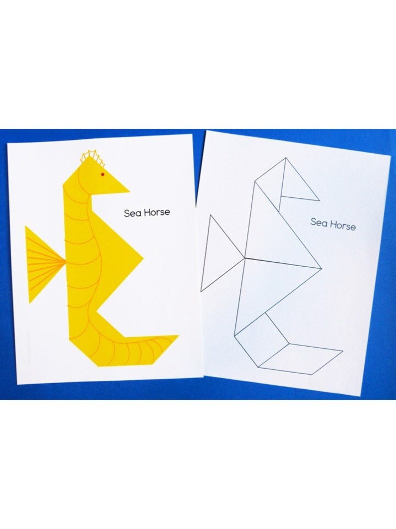 Ocean Tangram Puzzles Printable | 2D Shapes Math Center | Tangrams - Etsy