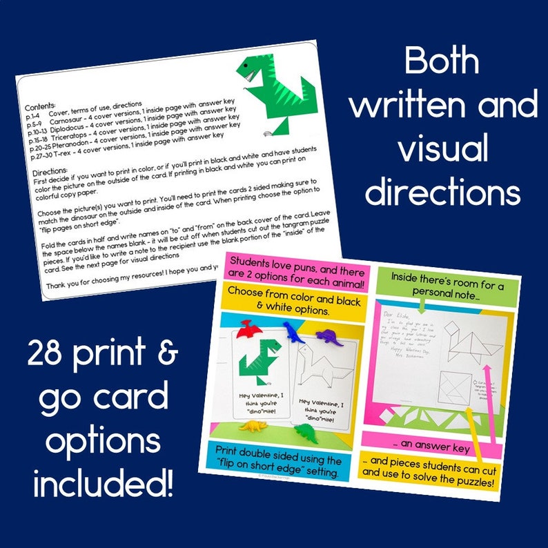 Valentines Day Cards for Students Printable Dinosaur Tangram Puzzles ...