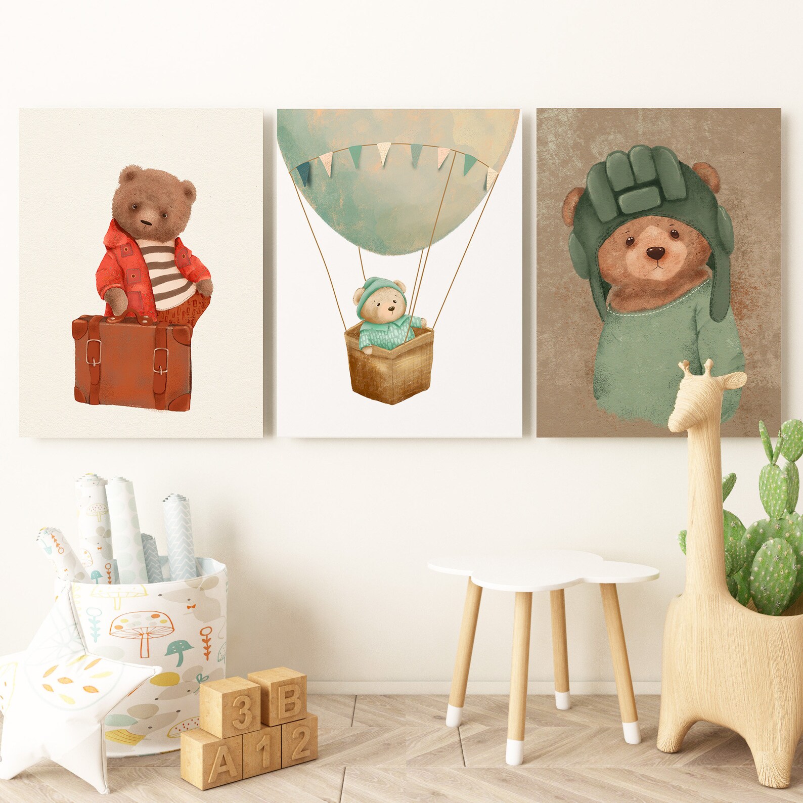 Nursery Wall Decor | Teddy Bear Print | Baby Room Decor | Baby Boy Girl ...