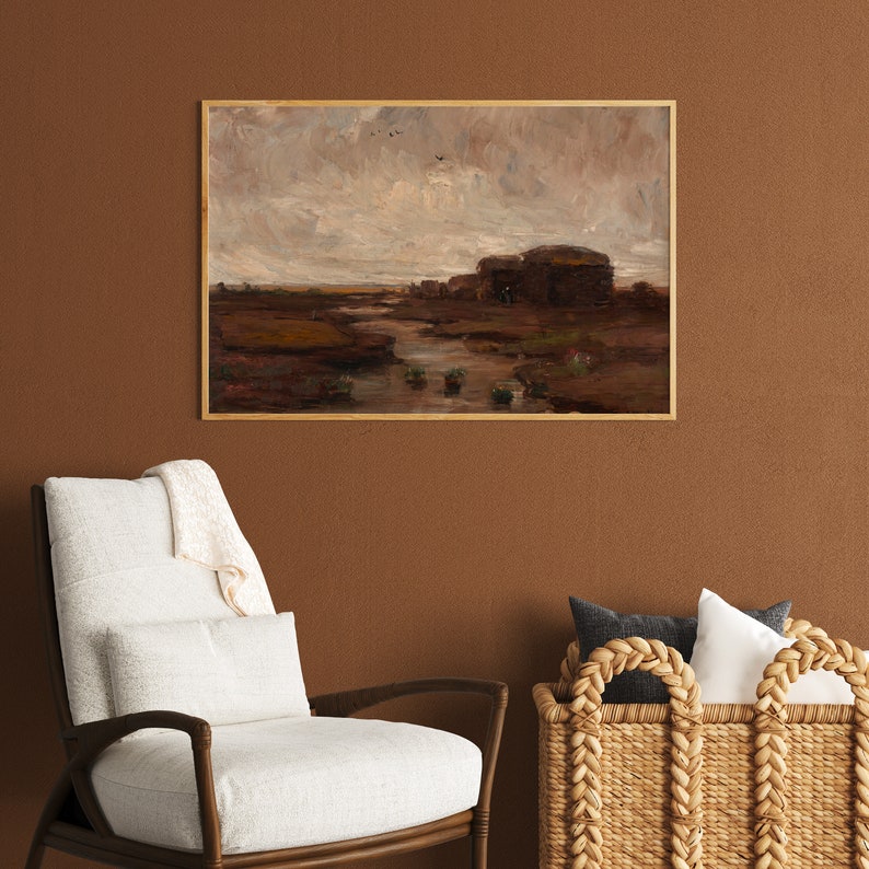 Printable Tonal Landscape Oil Painting | Vintage Art Print | Country ...