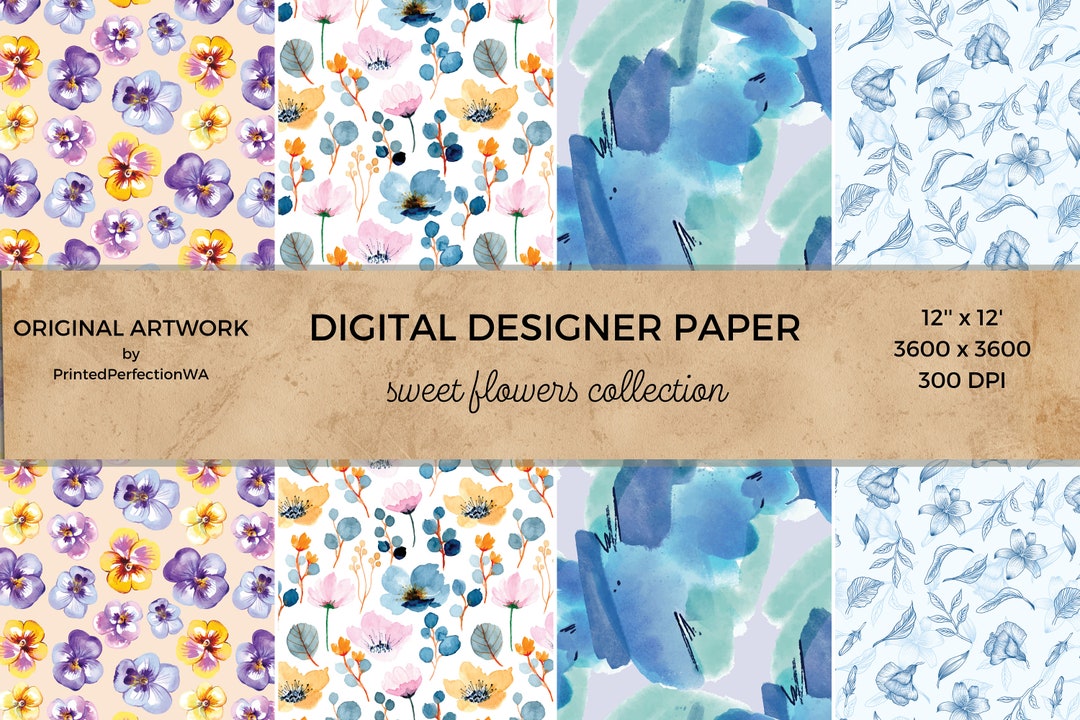 Watercolor Floral Digital Paper: Seamless Flower Patterns (digital ...