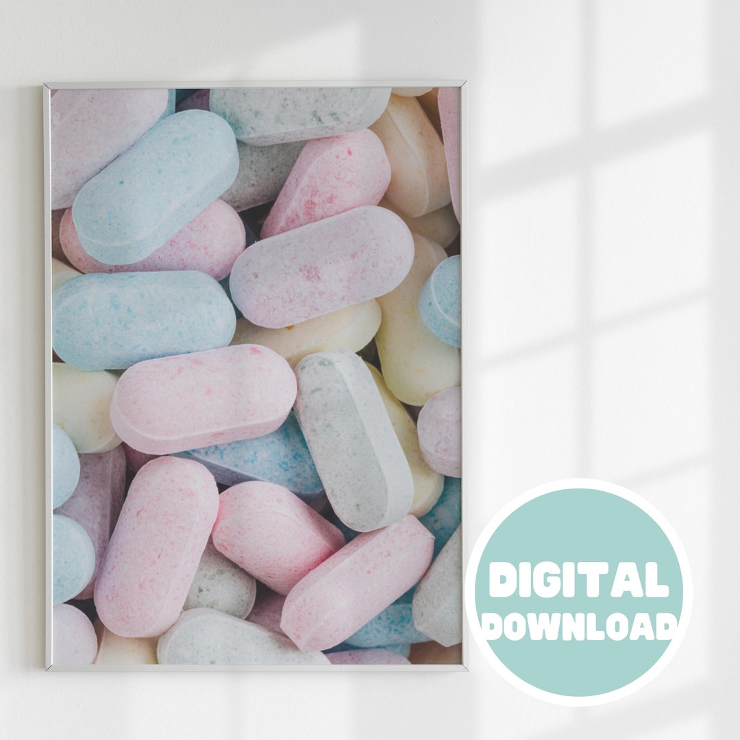 Tablets, Pink, Funny, Cute Wall Art, Printable Wall Art, One Piece Wall ...