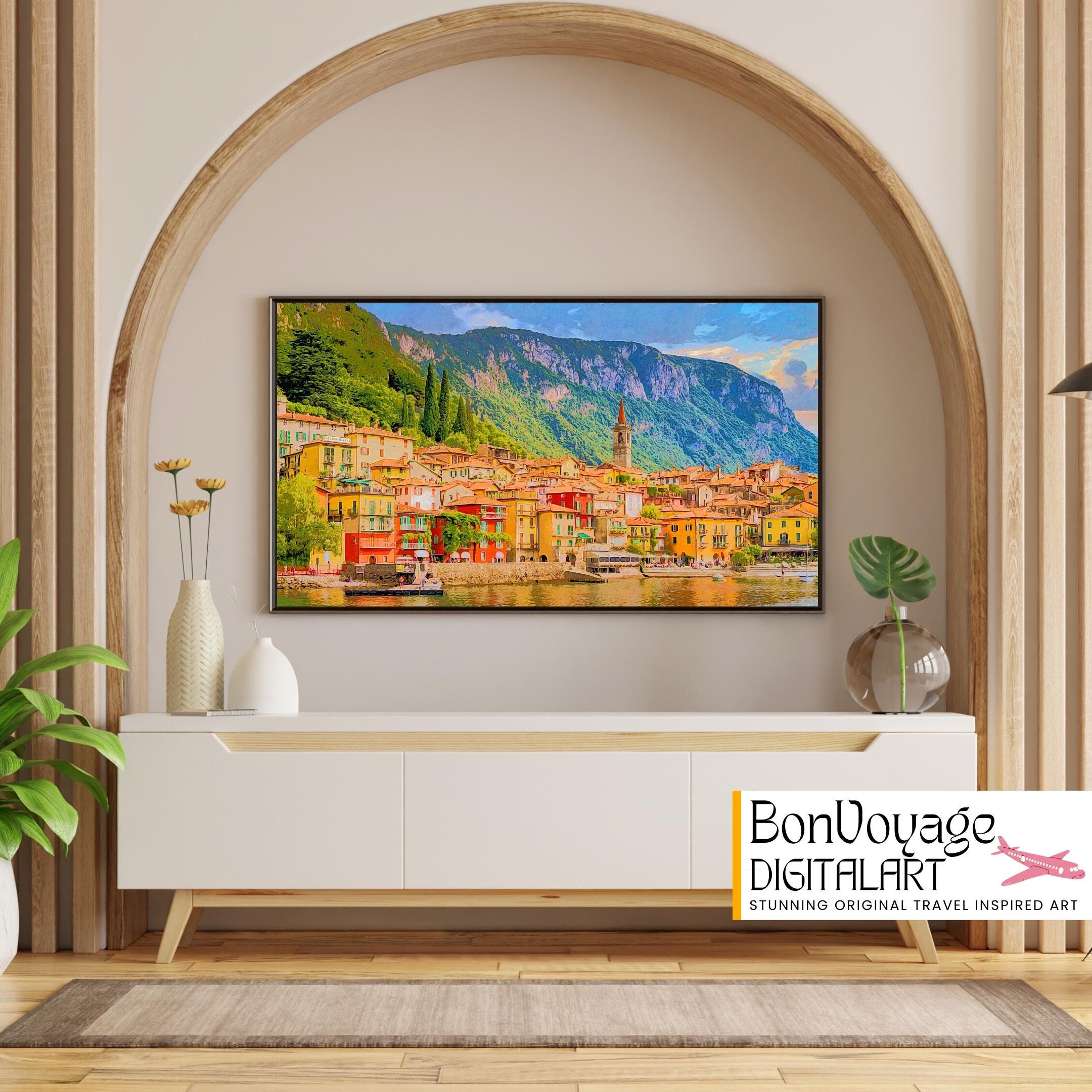 Varenna Lake Como Italian Vacation Wall Art, Digital Painting From ...
