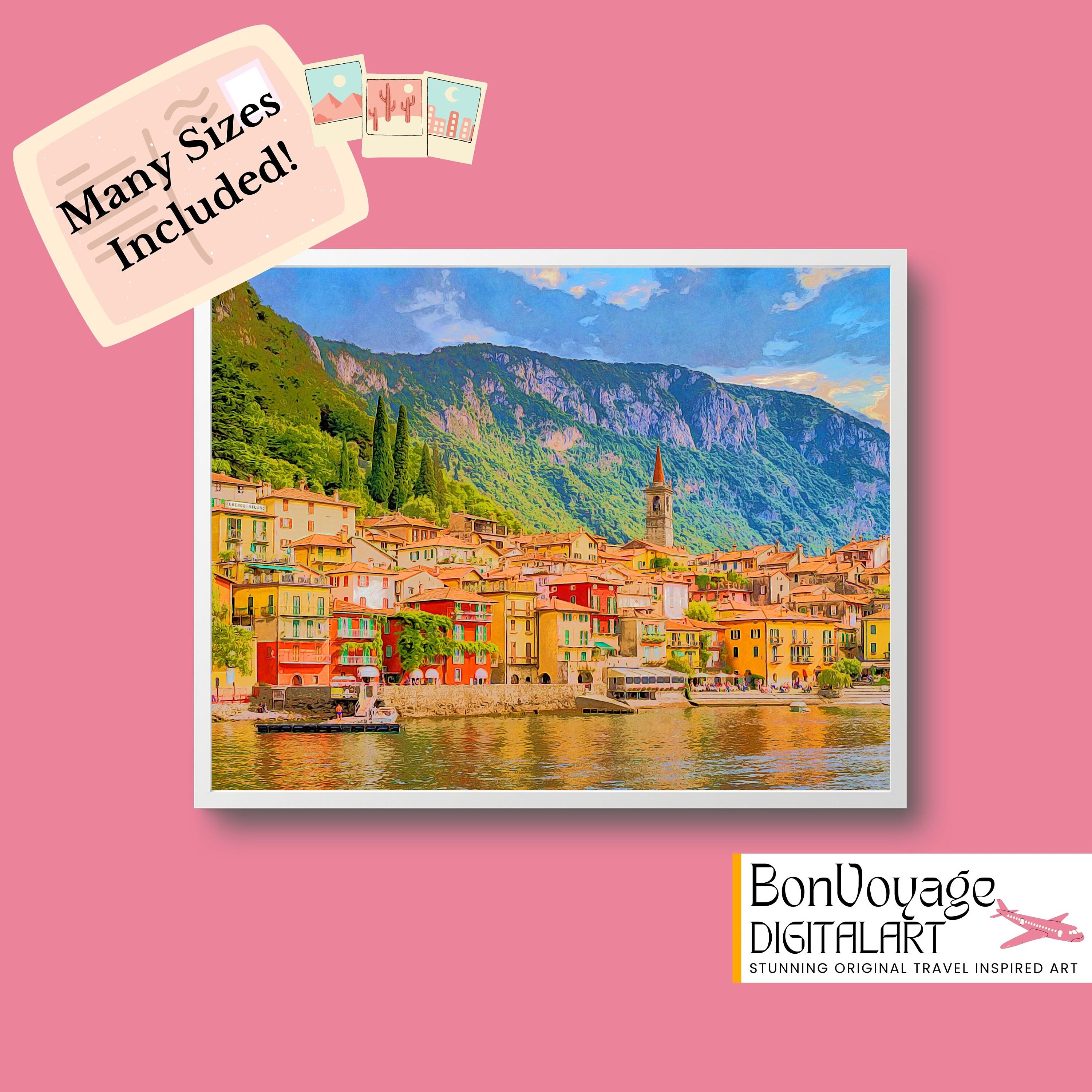 Varenna Lake Como Italian Vacation Wall Art, Digital Painting From ...