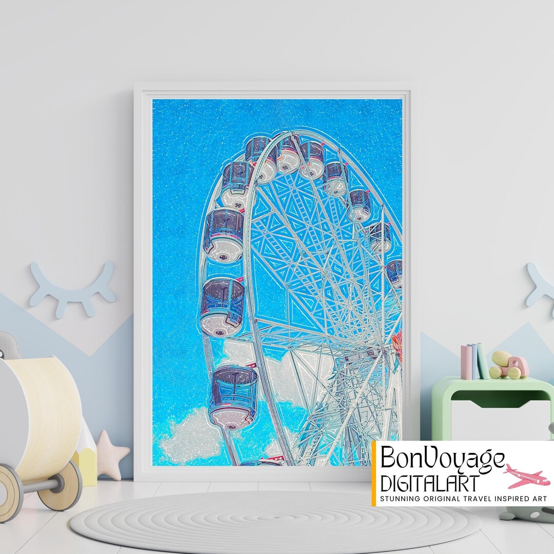 Ferris Wheel Art Print, Blue Sky Amusement Park (digital Download) - Etsy