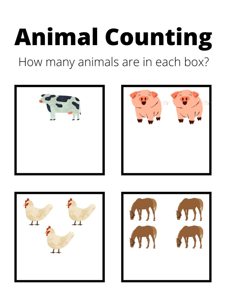 Farm Animal Preschool Activity Printable - Etsy