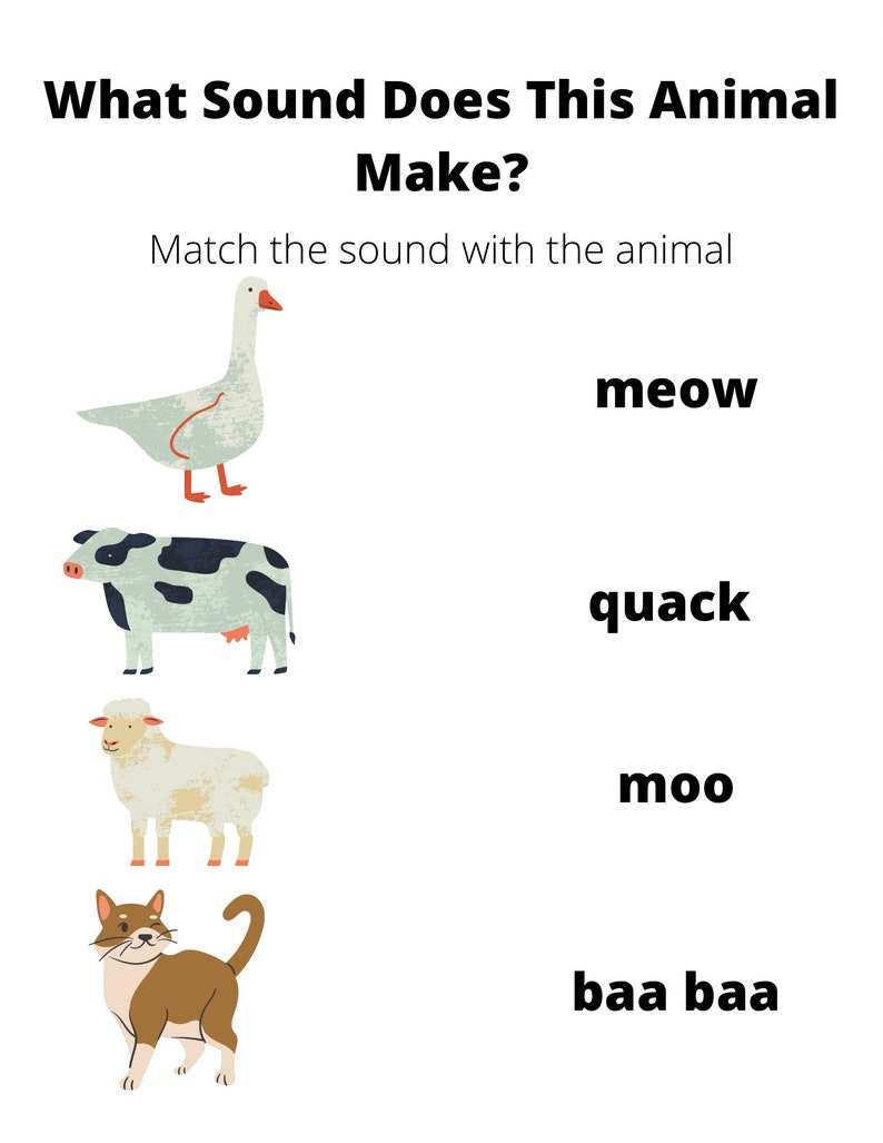 Farm Animal Preschool Activity Printable - Etsy