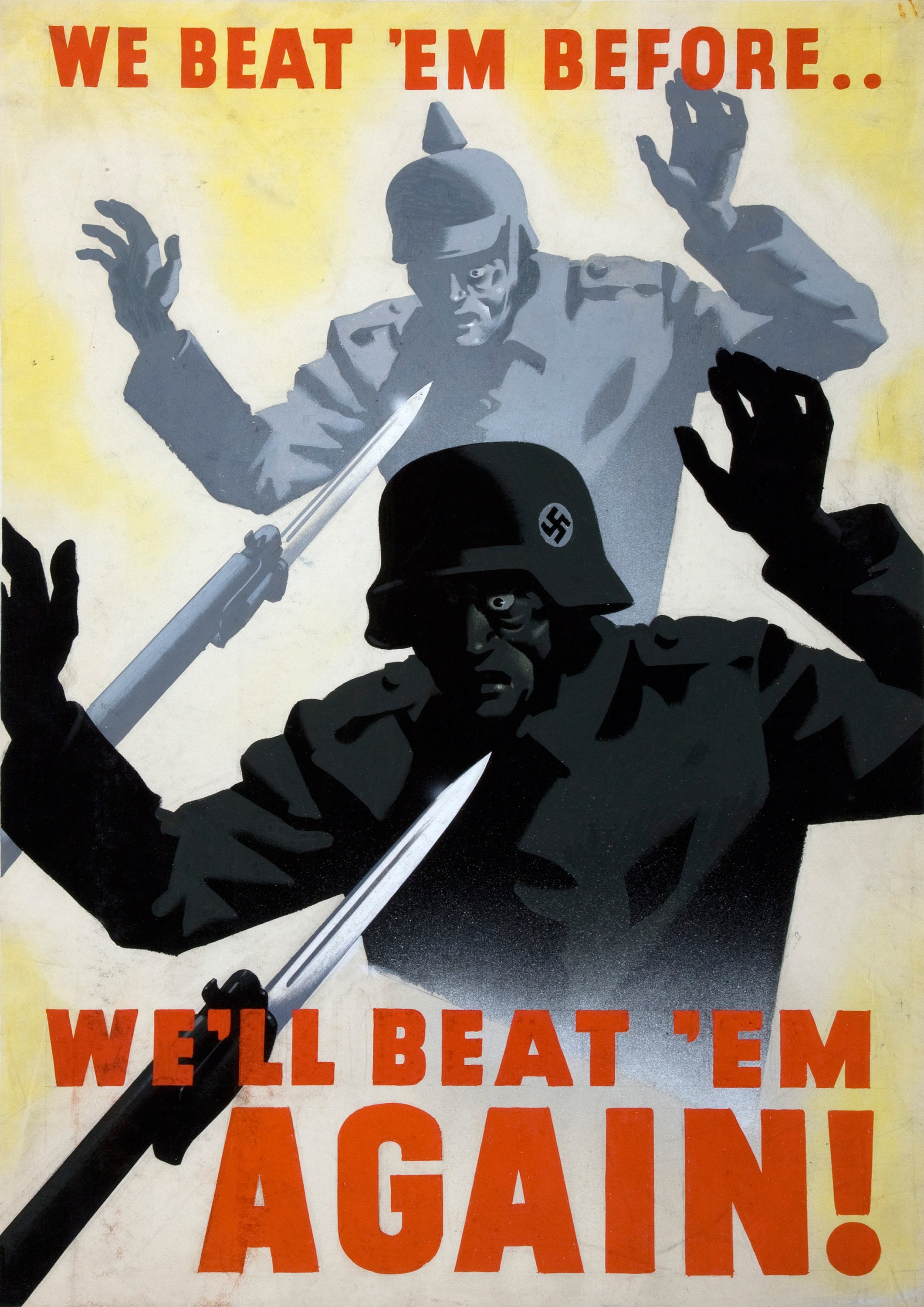WW2 British We Beat 'em Before We'll Beat 'em AGAIN Poster WW2 British Propaganda Wartime - Etsy