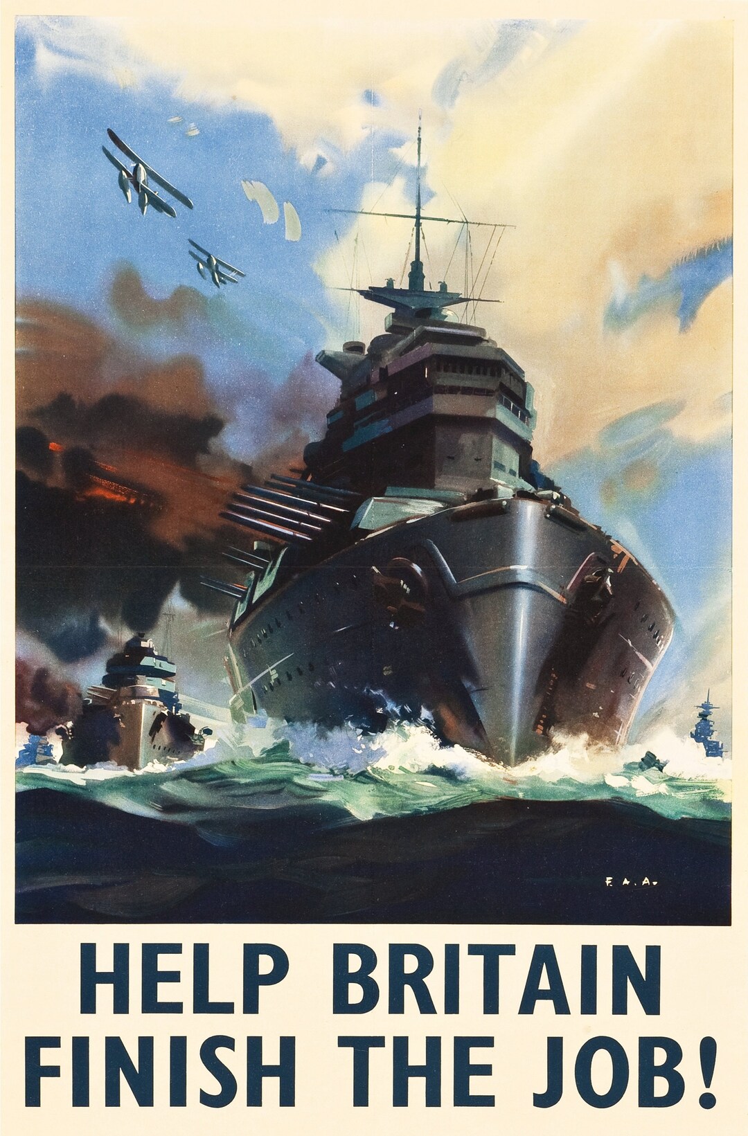 WW2 Royal Navy Help Britain Finish the Job Poster WW2 British ...