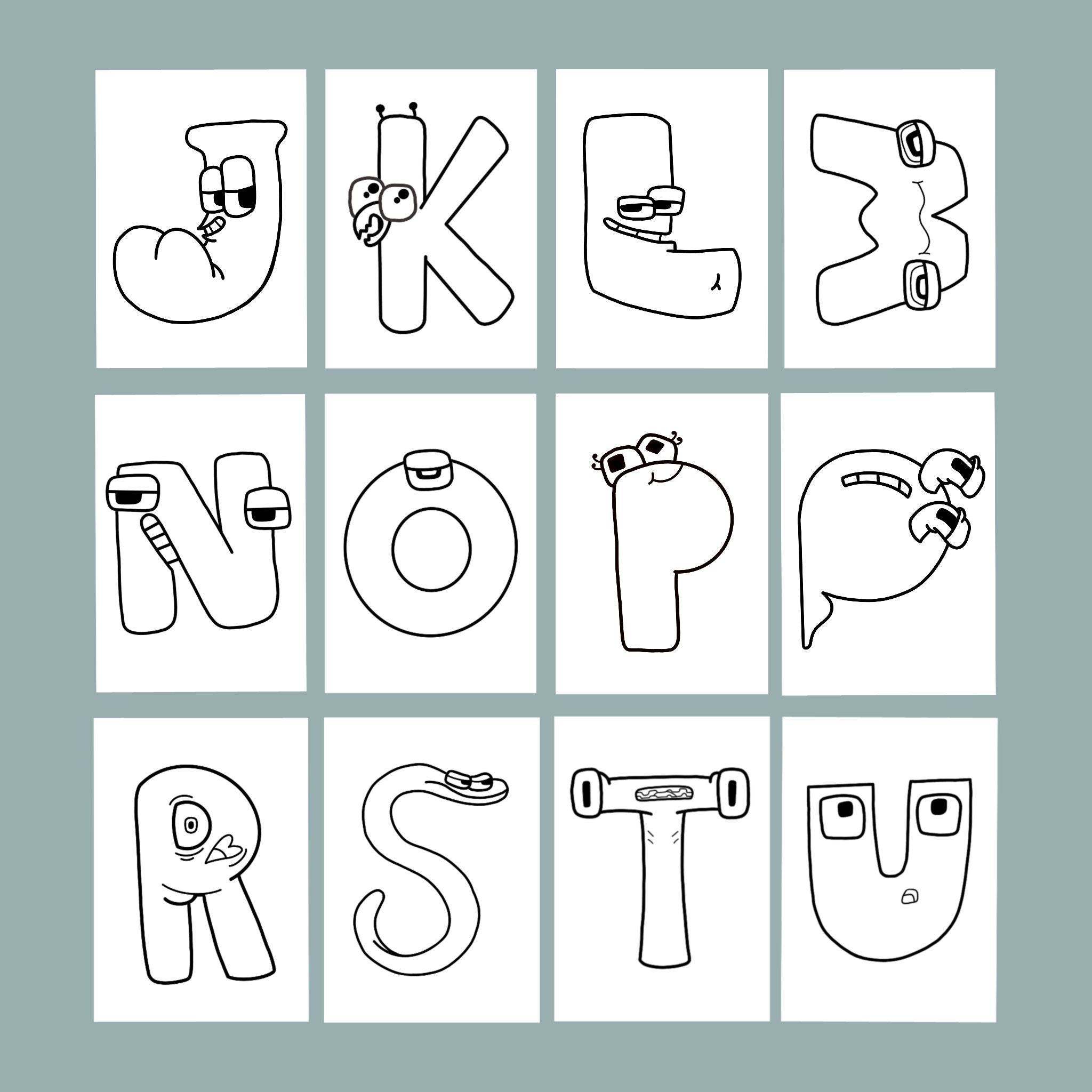 Alphabet Lore Characters Coloring Bundle PNG Digital Download Images ...