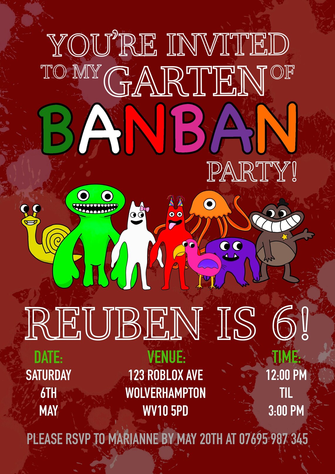 Garten of Banban Birthday Invitation, Digital Party Invitation ...