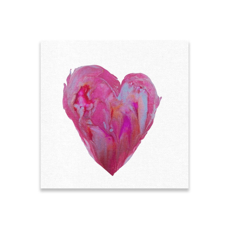 Multi-color Heart Art on Square Stretched Canvas - Etsy