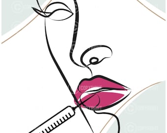 Line Art - Botox - Filler - Injector - Line Drawing Wall Decor - Fat ...