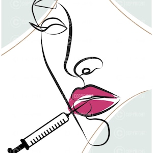 Line Art - Botox - Filler - Injector - Line Drawing Wall Decor - Lip ...