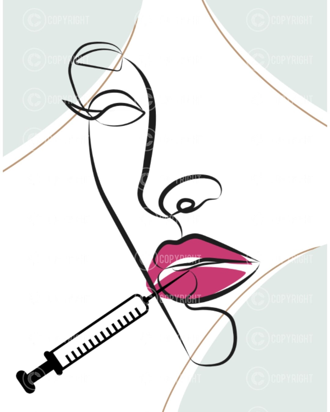 Line Art - Botox - Filler - Injector - Line Drawing Wall Decor - Lip ...