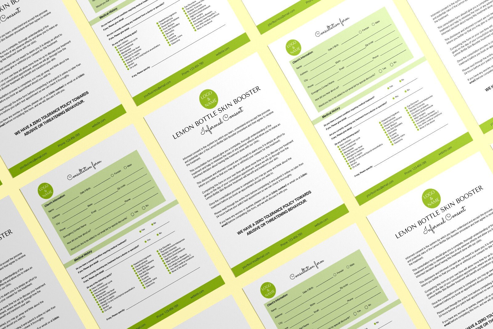Editable Lemon Bottle Skin Boosters Consultation Forms, Customisable ...