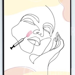 Line Art - Botox - Filler - Injector - Line Drawing Wall Decor - Fat ...