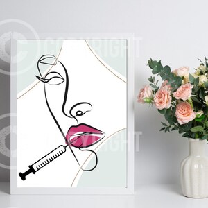 Line Art - Botox - Filler - Injector - Line Drawing Wall Decor - Lip ...