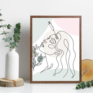 Line Art - Botox - Filler - Injector - Line Drawing Wall Decor - Medspa ...