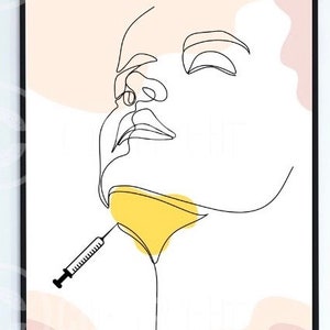 Line Art - Botox - Filler - Injector - Line Drawing Wall Decor - Fat ...
