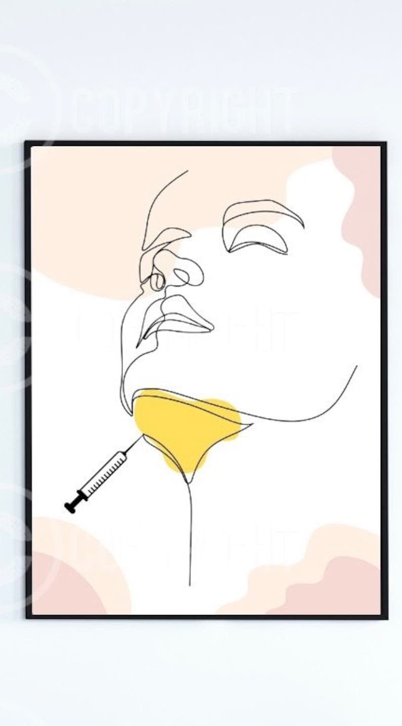 Line Art - Botox - Filler - Injector - Line Drawing Wall Decor - Fat ...