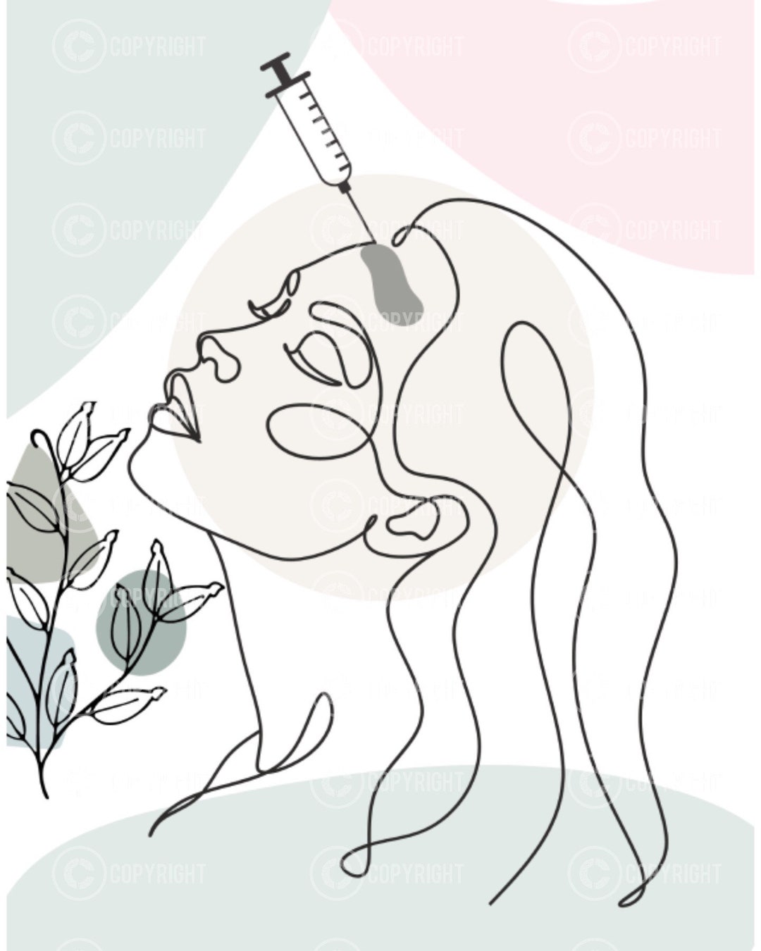 Line Art - Botox - Filler - Injector - Line Drawing Wall Decor - Medspa ...