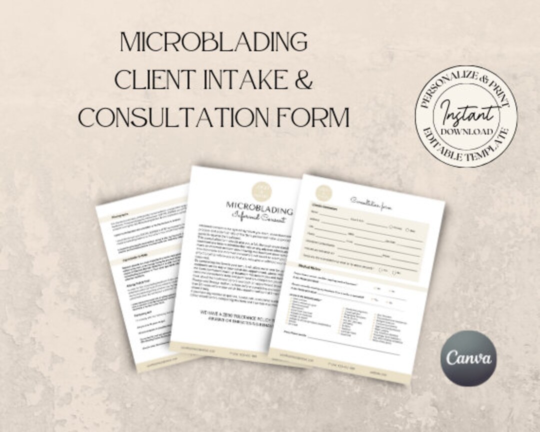 Editable Microblading Consultation Forms, Customisable Microblading ...