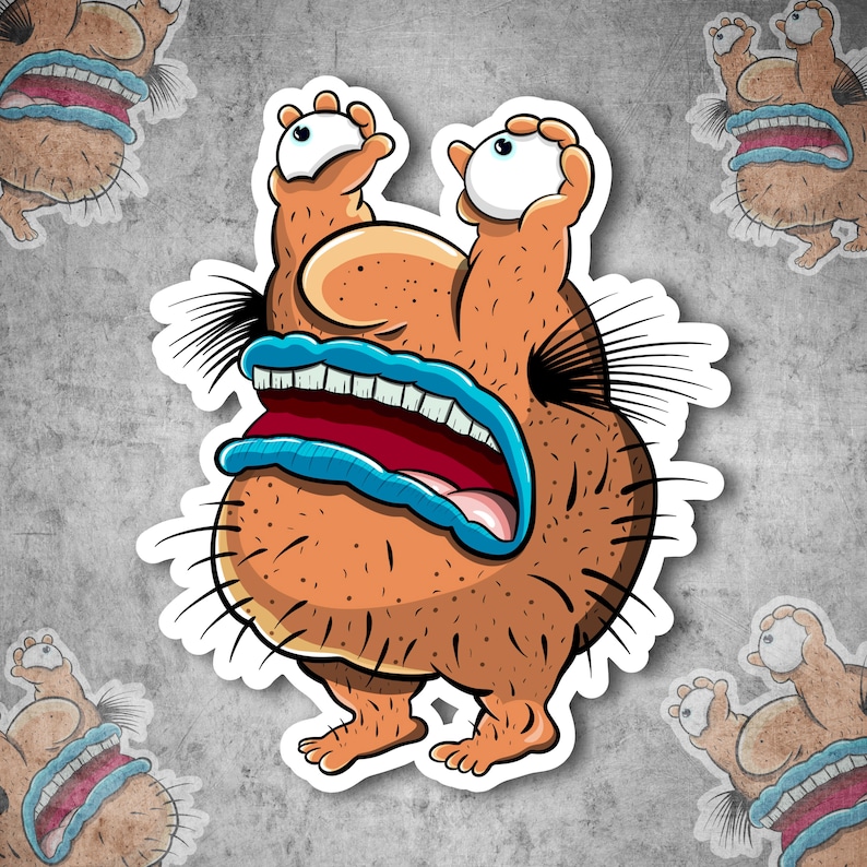 Quirky Cartoon Sticker Mischievous Eyeball-holding Character - Etsy