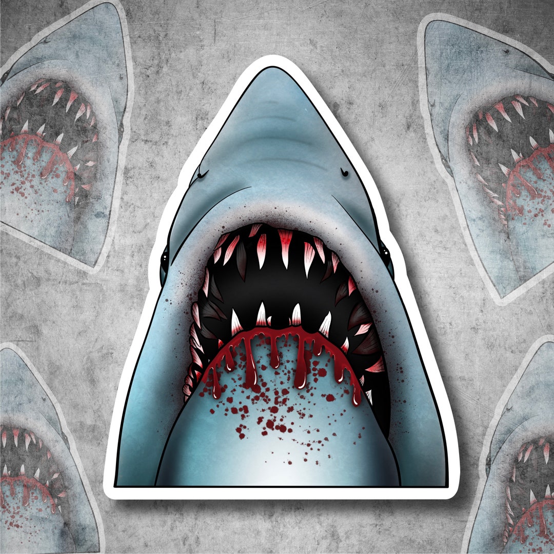 Killer Shark Waterproof Vinyl Sticker (173) - Etsy