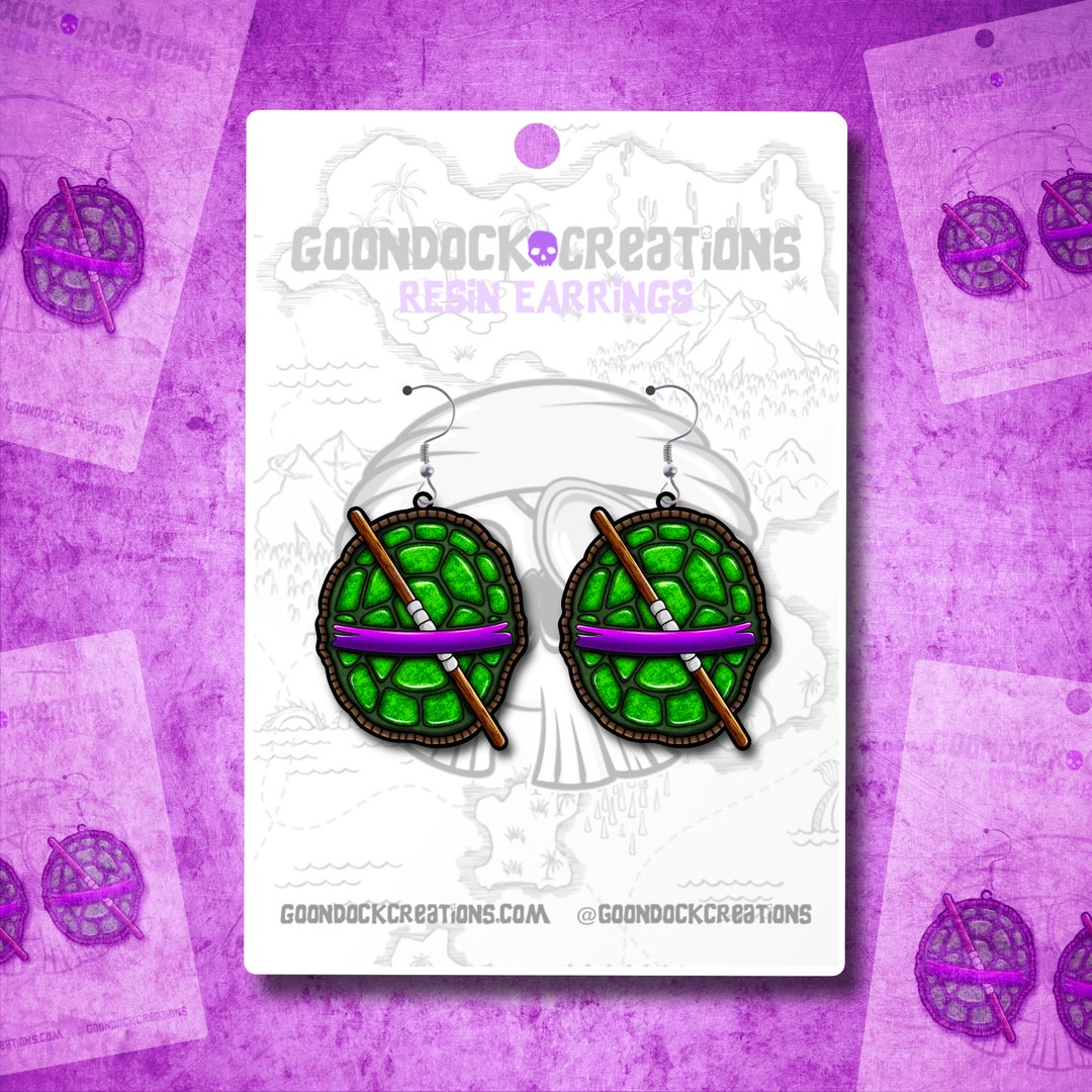 Double Sided Turtle Shell and Weapon Resin Earrings (6069,6070,6071,6072) - Etsy