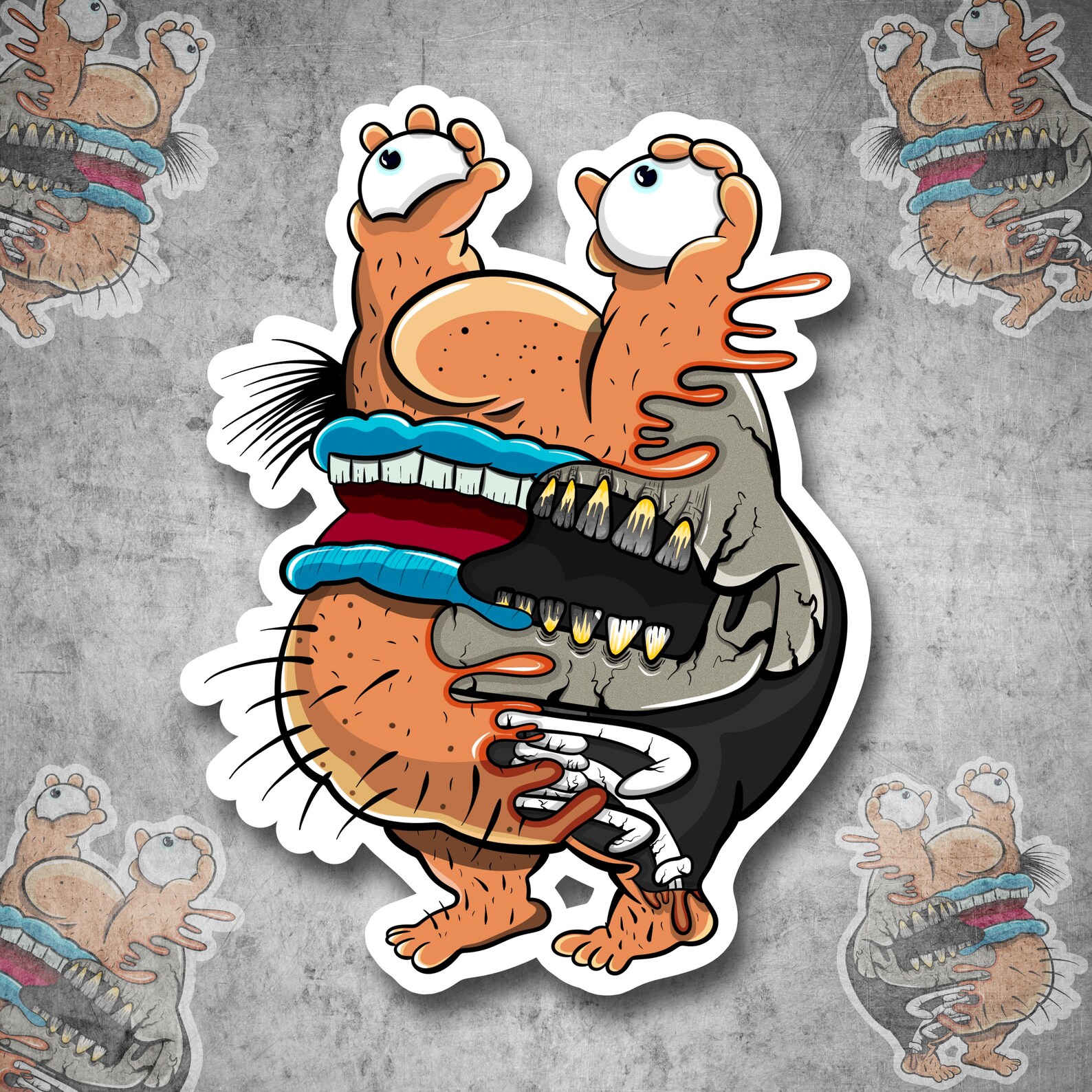 Quirky Cartoon Sticker Mischievous Eyeball-holding Character - Etsy