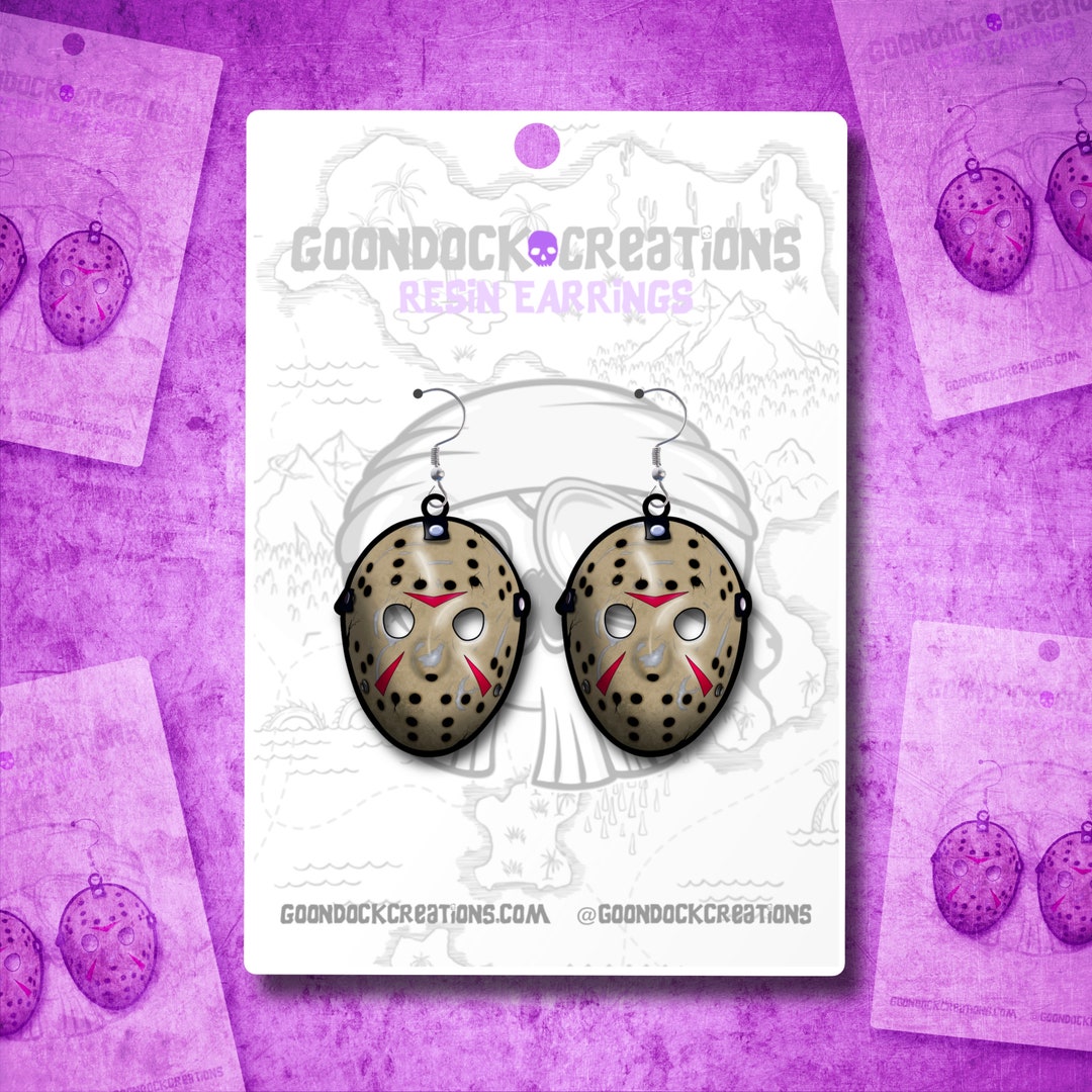 Terrifying Friday the 13th Jason Resin Earrings Camp Crystal - Etsy