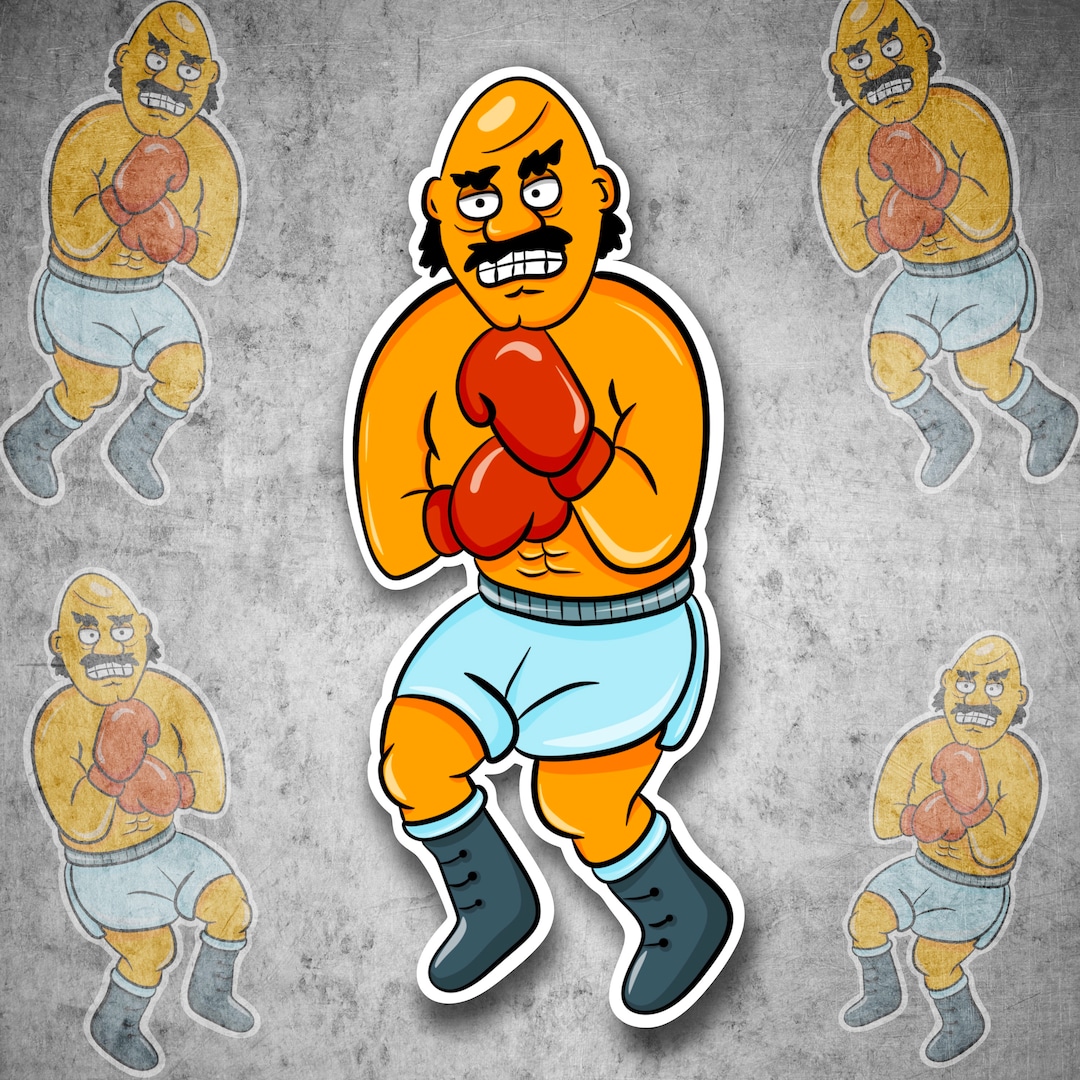 Bald Vintage Boxing Video Game Character Waterproof Vinyl Sticker (161 ...