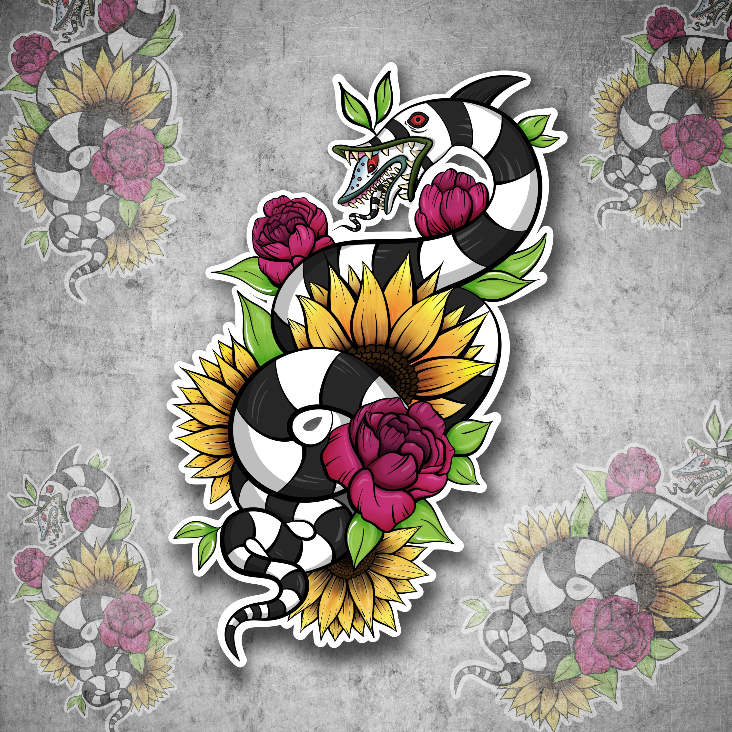 Sandworm Floral Twist Waterproof Vinyl Sticker (130) - Etsy