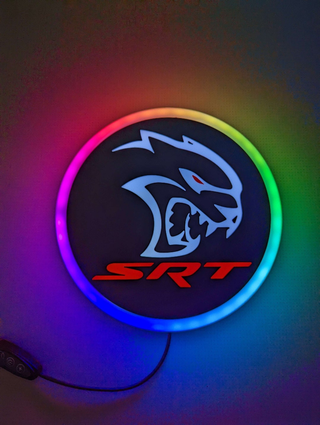 SRT Logo Custom LED Wall Light, Automotive Enthusiast Decor, Car Brand ...