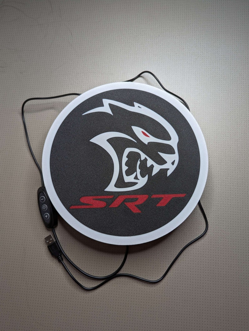 SRT Logo Custom LED Wall Light, Automotive Enthusiast Decor, Car Brand ...