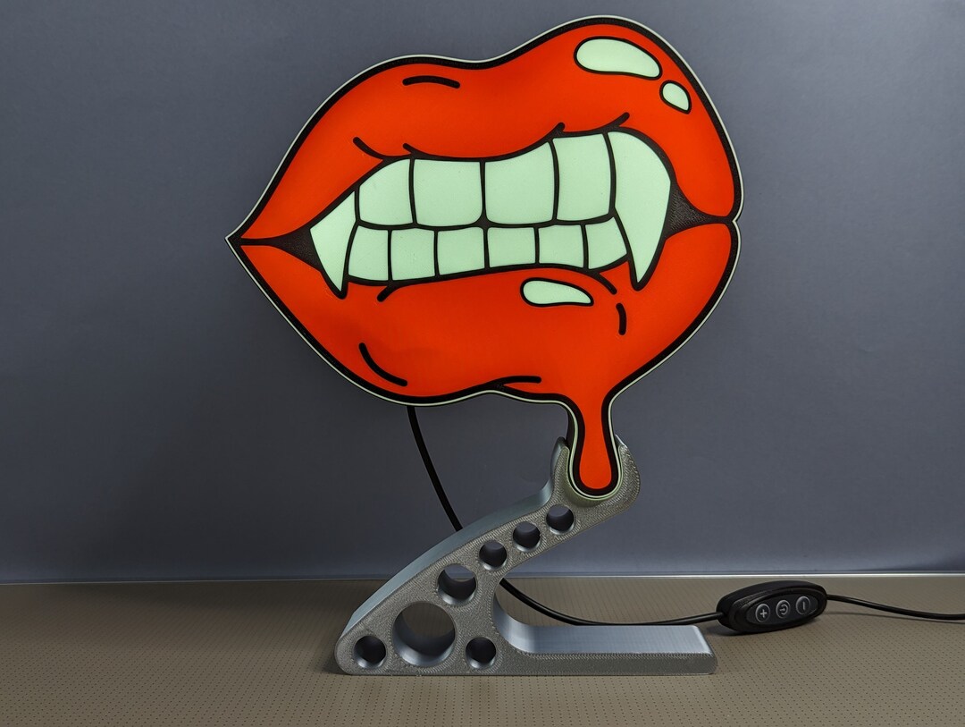 Vampire Smile LED Lamp 3D Printed Desk Light With Wall Mount Option ...