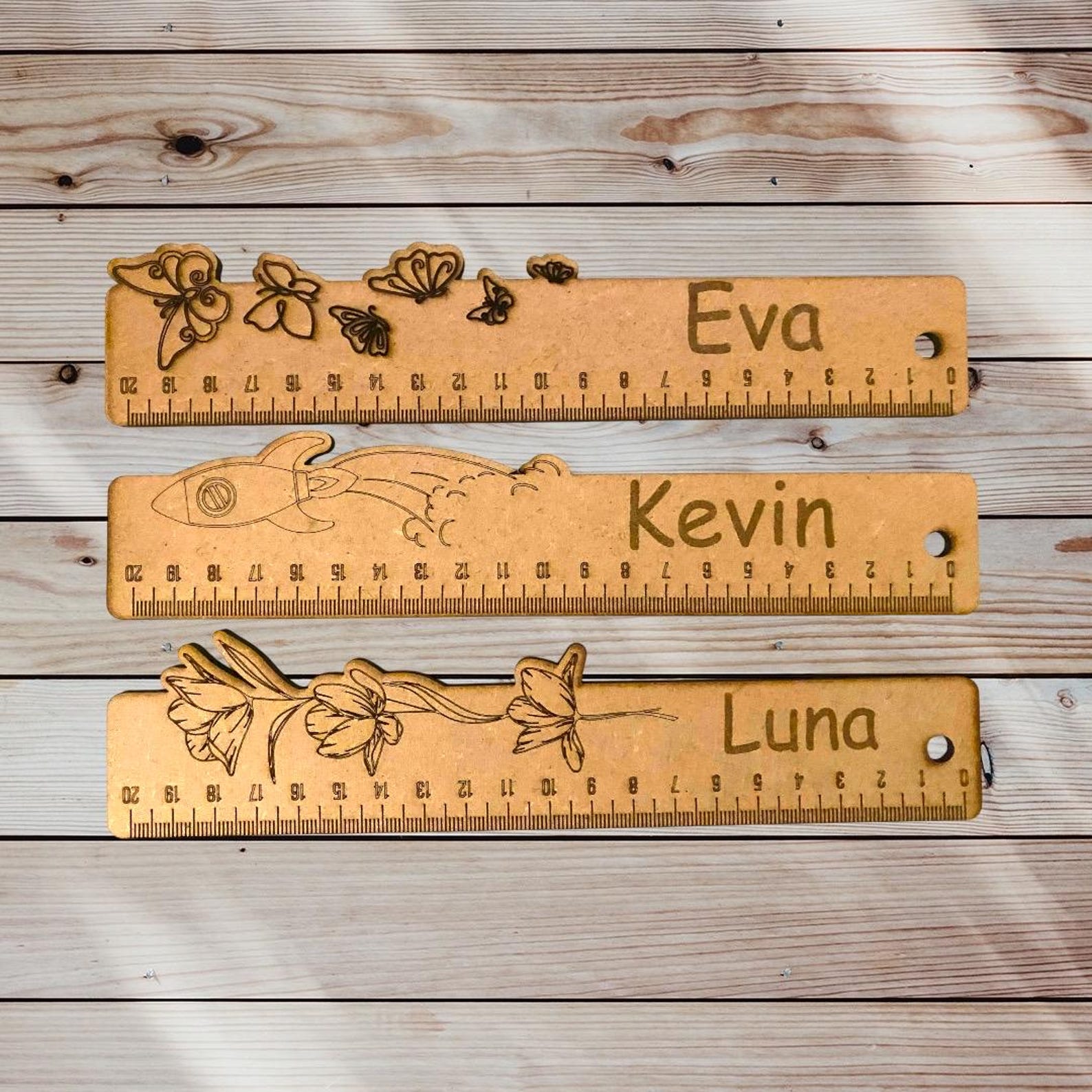 Personalized Rulers With First Name - Wooden Design Theme Rocket ...