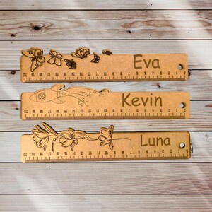Personalized Rulers With First Name - Wooden Design Theme Rocket ...