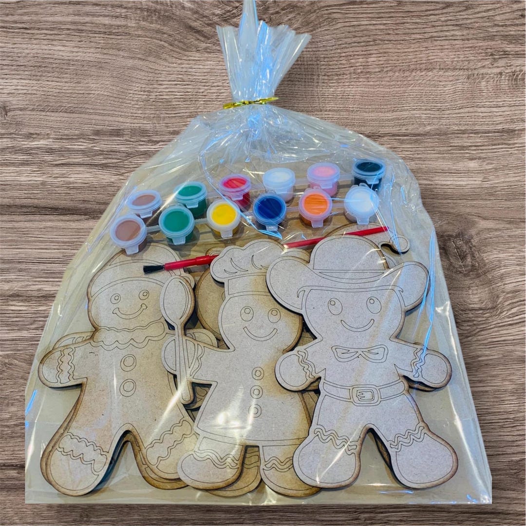 6 Gingerbread Man Pack DIY Kit - Paint Your Own Kit - Room Decoration ...