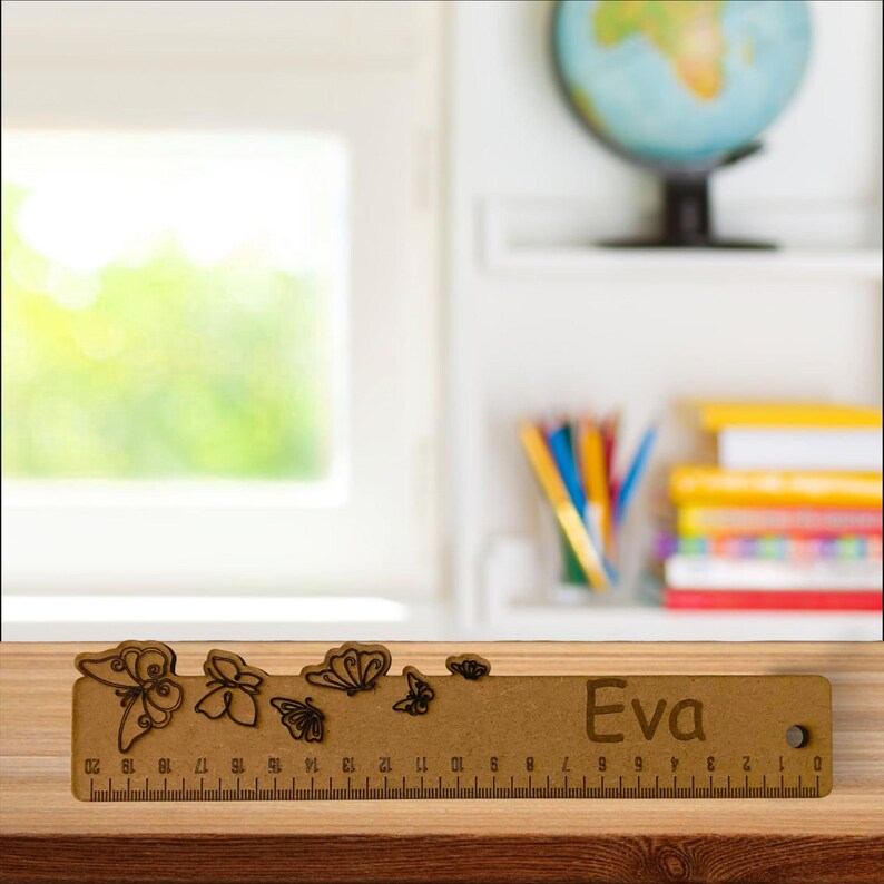 Personalized Rulers With First Name - Wooden Design Theme Rocket ...