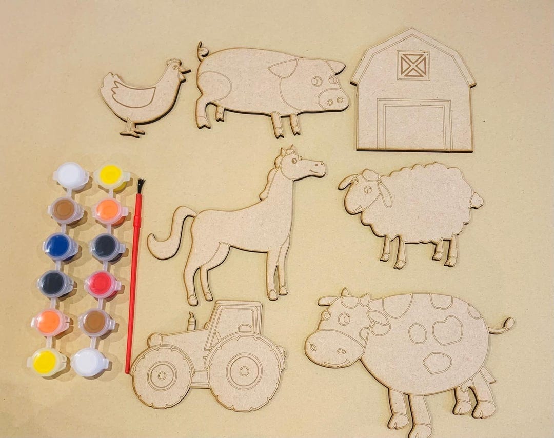 Farm Animals DIY Kit - Paint Your Own Kit - DIY Paint Set - Children ...
