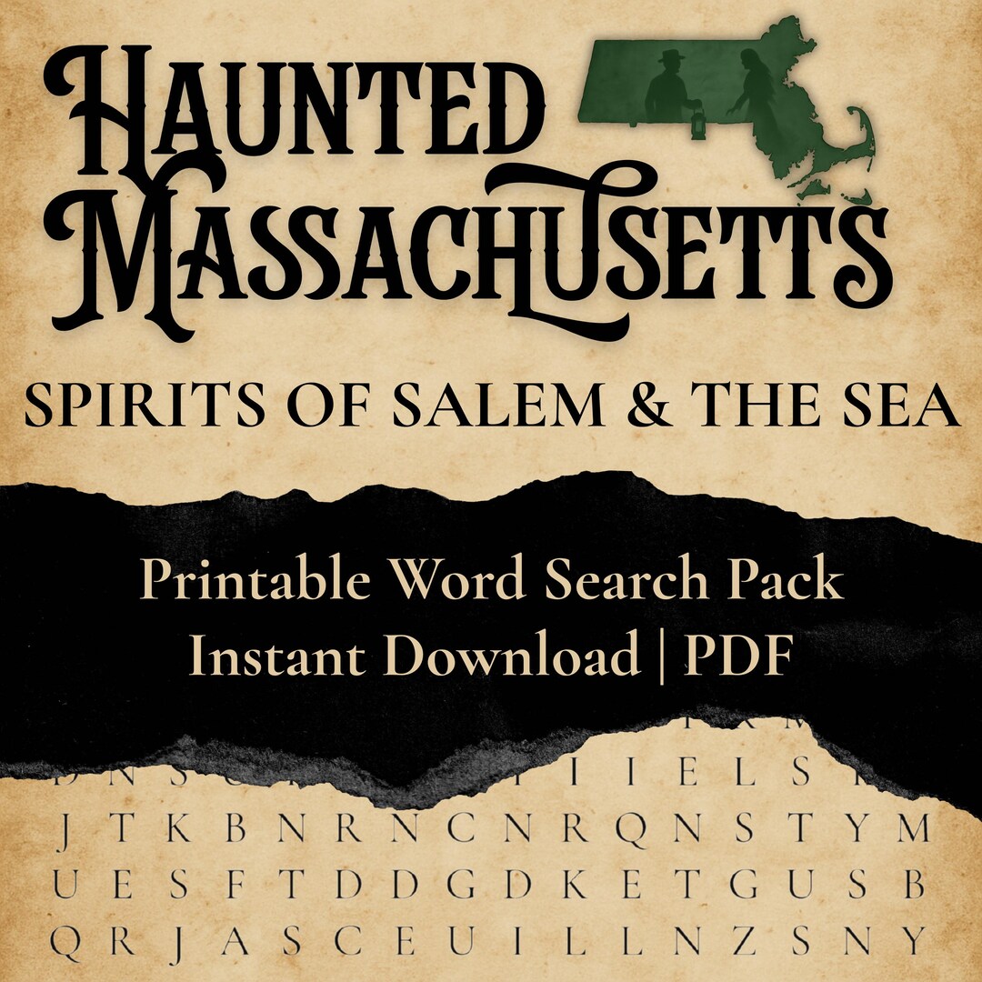 Haunted Massachusetts Word Search Printable PDF – Spirits of Salem ...