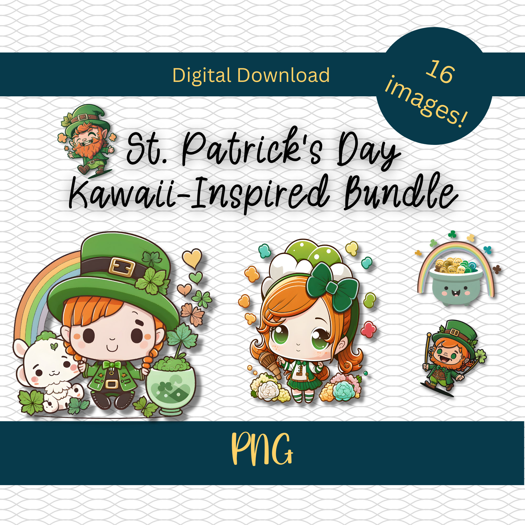 Kawaii St. Patrick's Day, St Patrick's Day PNG Bundle, Kawaii PNG ...