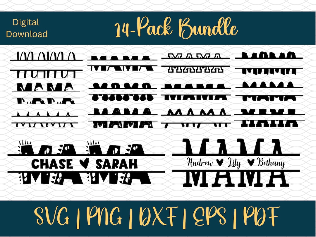 Mama Split Monogram SVG Bundle: Personalized Mother's Day Design ...