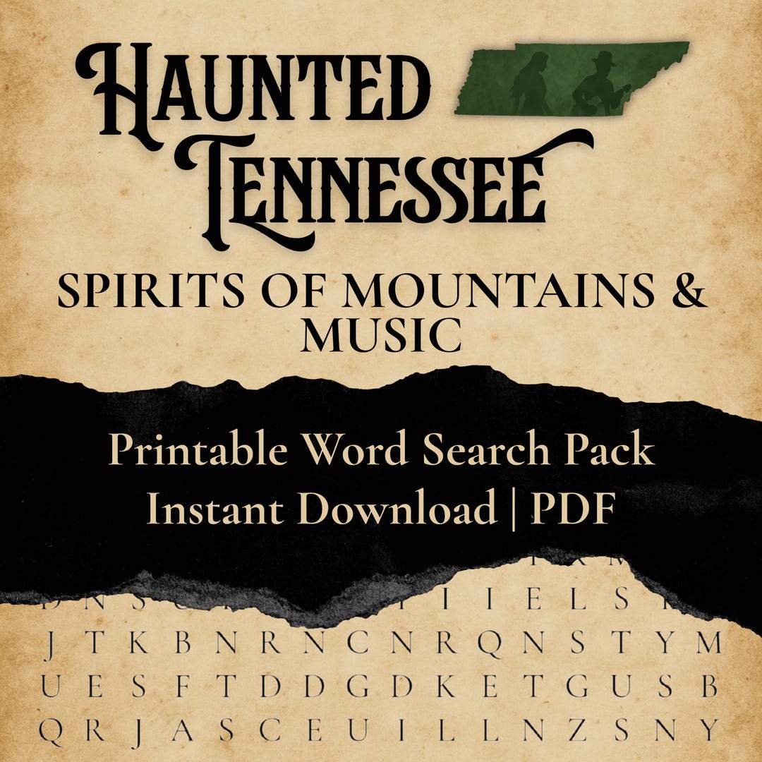 Haunted Tennessee Word Search Printable PDF – Spirits of Mountains ...