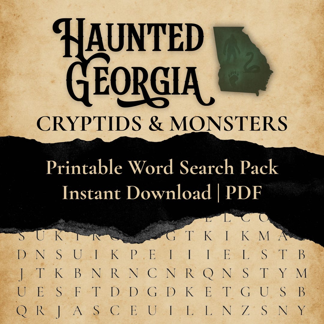 Haunted Georgia Word Search Printable – Cryptids & Monsters Puzzle Pack ...