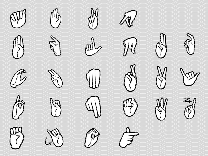 ASL Alphabet Letters SVG: American Sign Language Cut Files (digital ...