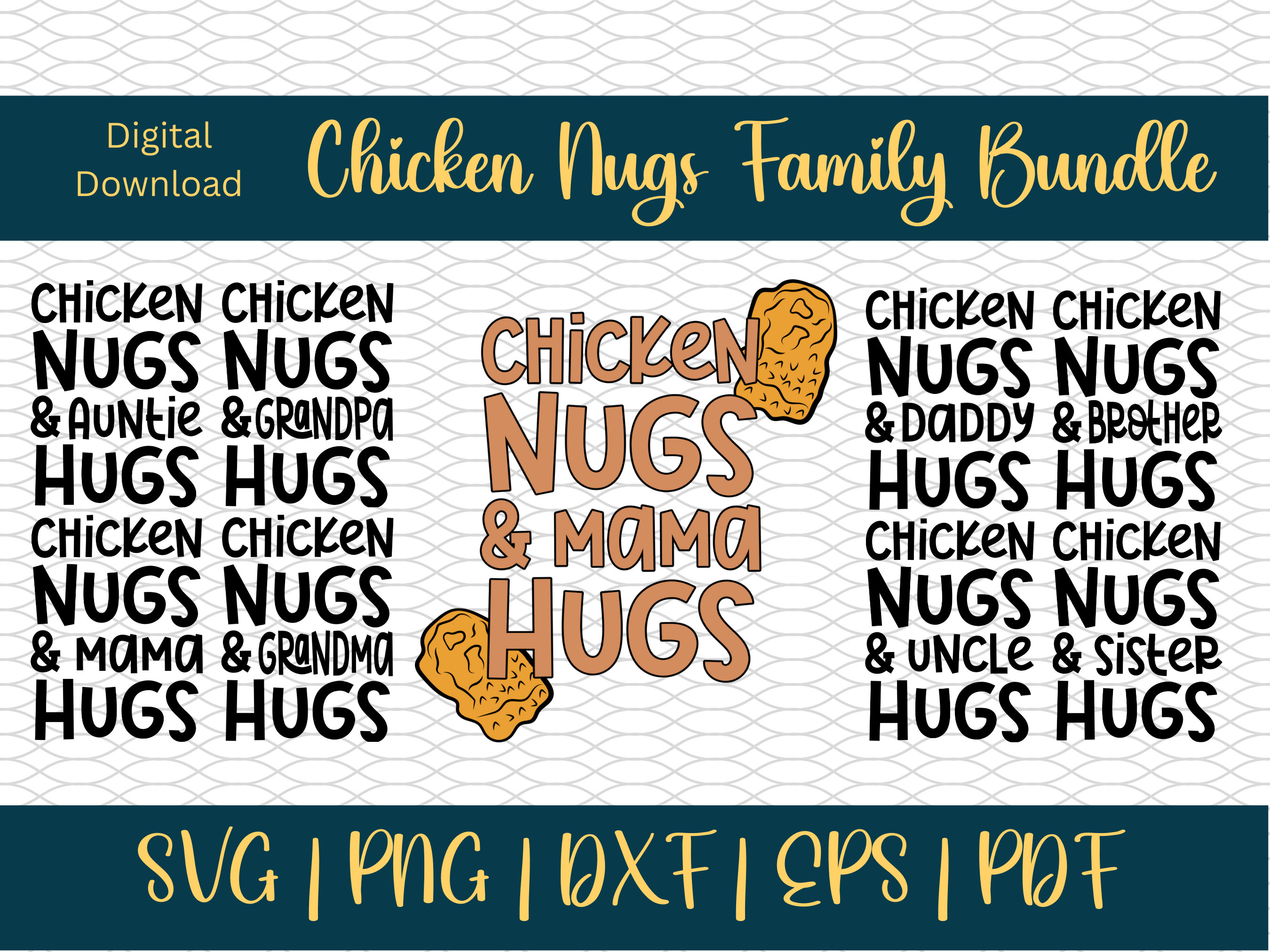 Chicken Nugs and Mama Hugs, Chicken Nuggets Svg Bundle, Family Svg ...