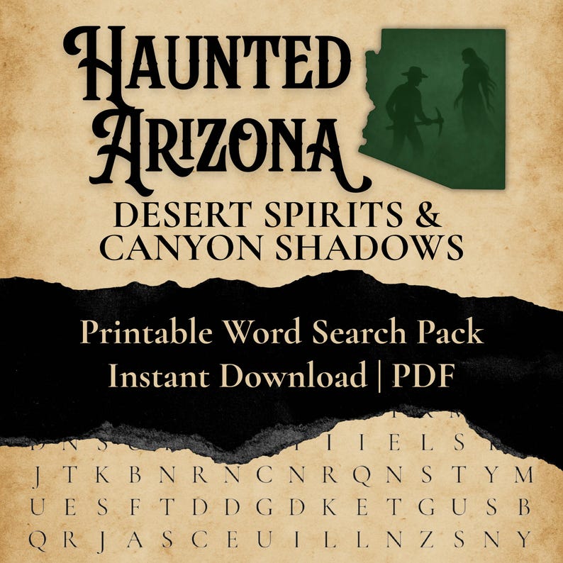 Haunted Arizona Word Search Printable PDF – Desert Spirits & Canyon ...